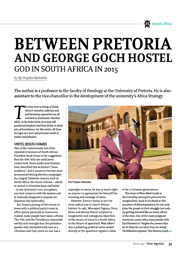 (PDF) Between Pretoria and George Goch Hostel: God in South Africa ...