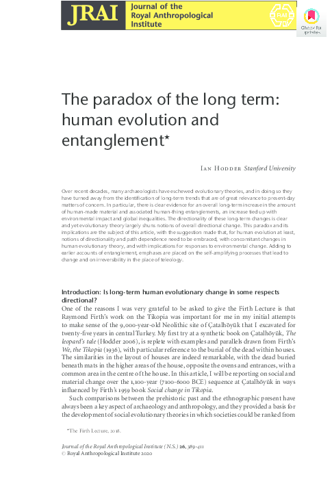 (PDF) The paradox of the long term: human evolution and entanglement