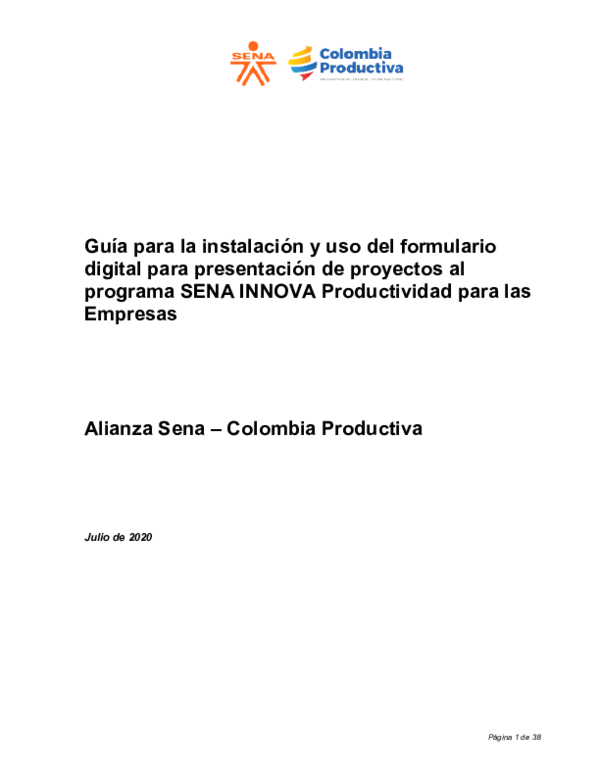 (PDF) Guía para la instalación y uso del formulario digital para presentación de proyectos al ...