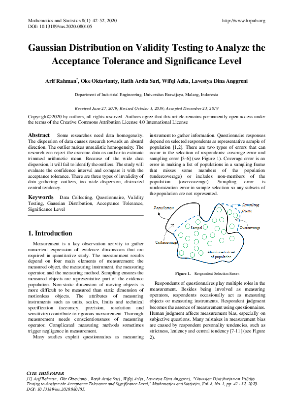 Pdf Gaussian Distribution On Validity Testing To Analyze The Acceptance Tolerance And