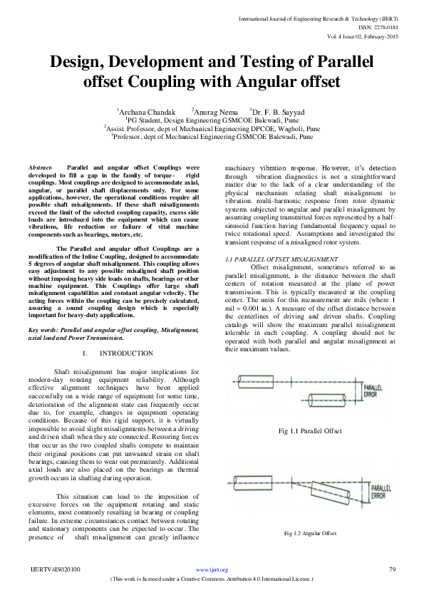 Pdf Ijert Design Development And Testing Of Parallel Offset Coupling