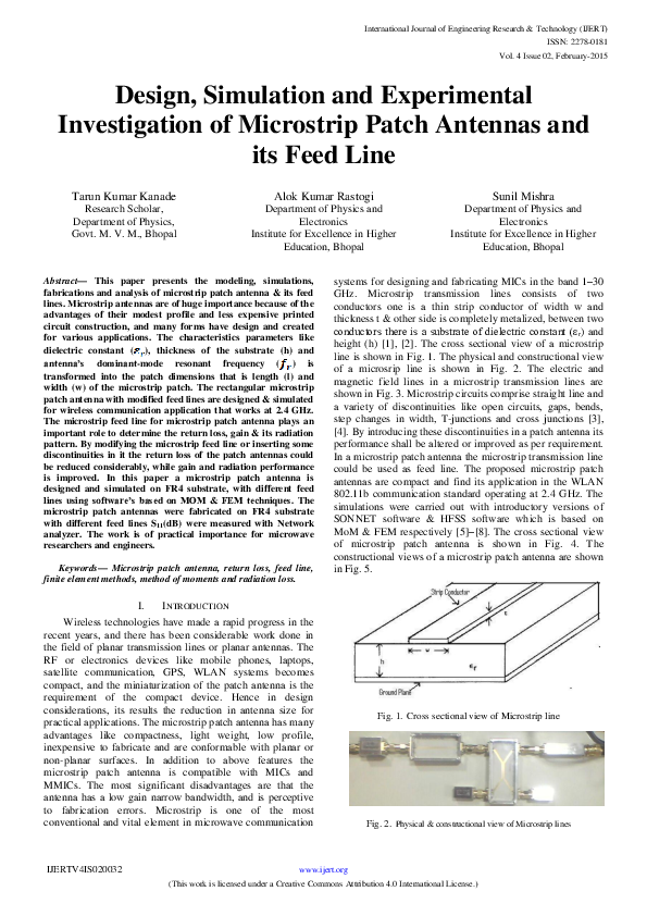 Pdf Implementation Of Microstrip Patch Antenna Using Matlab