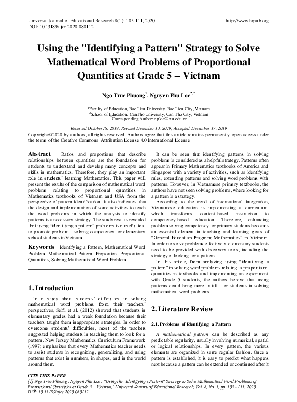(PDF) Using the "Identifying a Pattern" Strategy to Solve Mathematical ...