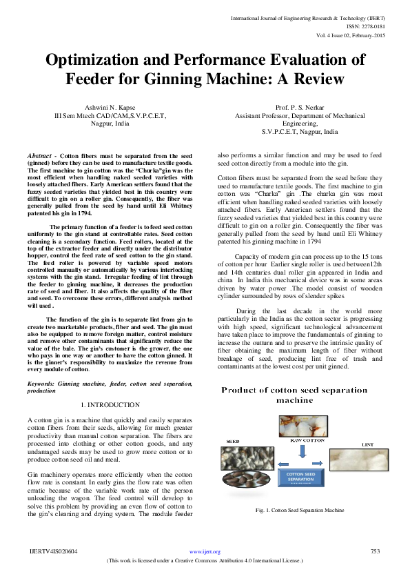 (PDF) IJERT-Optimization and Performance Evaluation of Feeder for ... (PDF) IJERT-Optimization and Performance Evaluation of Feeder for ...