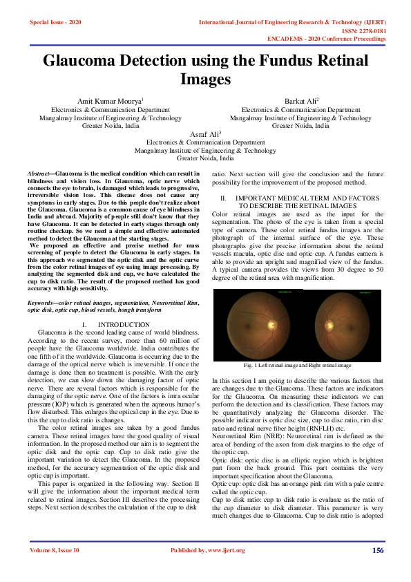 (PDF) IJERT-Glaucoma Detection using the Fundus Retinal Images