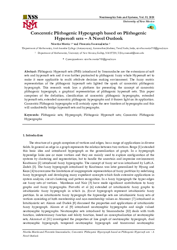 (PDF) Concentric Plithogenic Hypergraph based on Plithogenic Hypersoft sets -A Novel Outlook