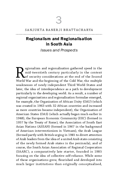 (PDF) Regionalism and Regionalisation in South Asia Issues and Prospects