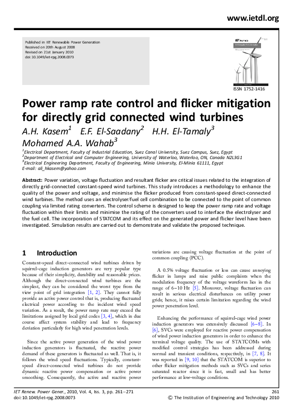 (PDF) Power ramp rate control and flicker mitigation for directly grid ...