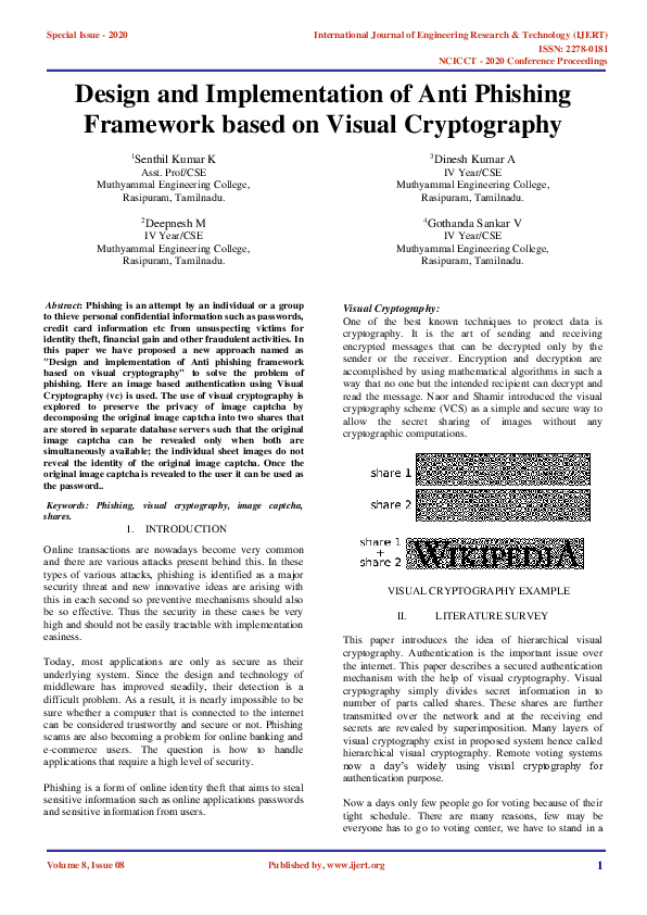Pdf Ijert Design And Implementation Of Anti Phishing Framework Based On Visual Cryptography