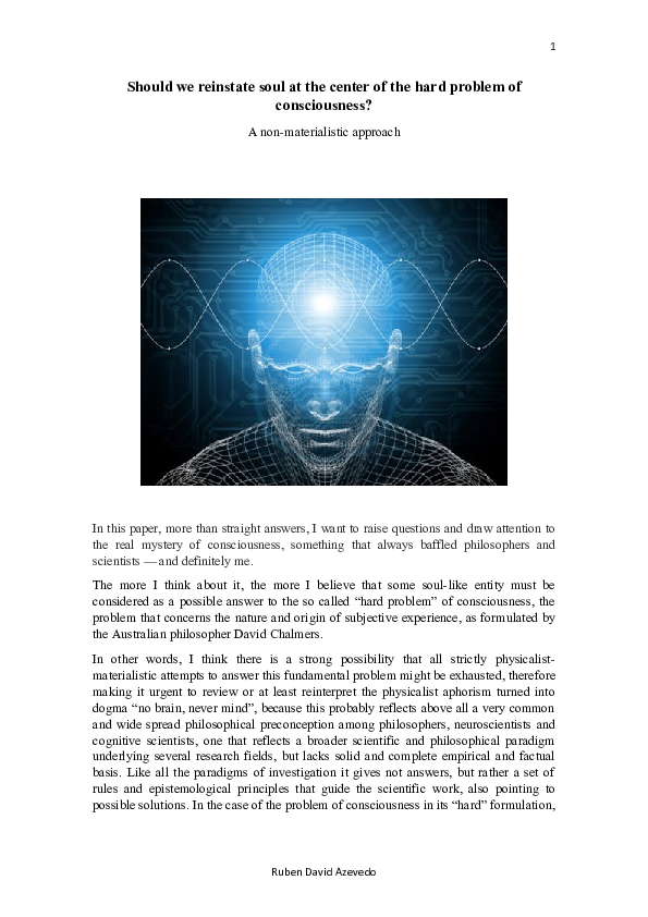 (DOC) Should we reinstate soul at the center of the hard problem of ...