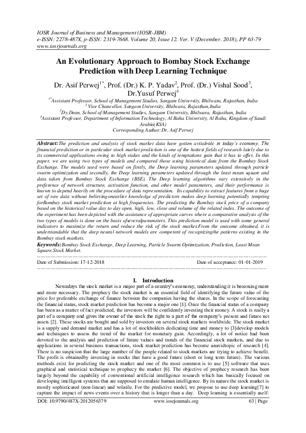 (PDF) An Evolutionary Approach to Bombay Stock Exchange Prediction with ...