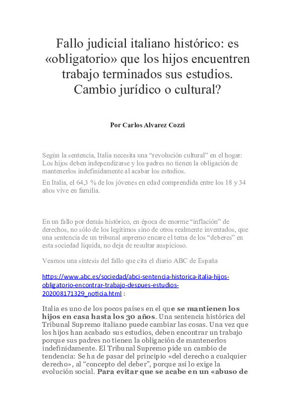 (DOC) Fallo judicial italiano histórico