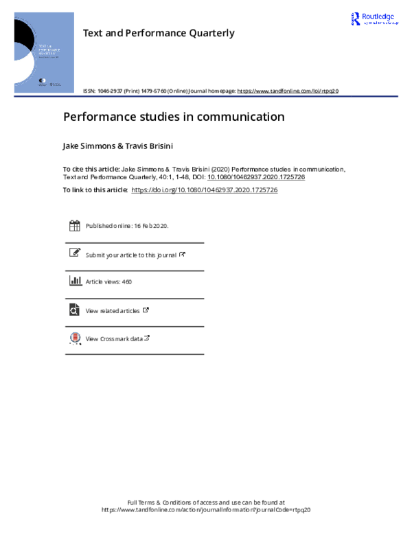 (PDF) Performance studies in communication