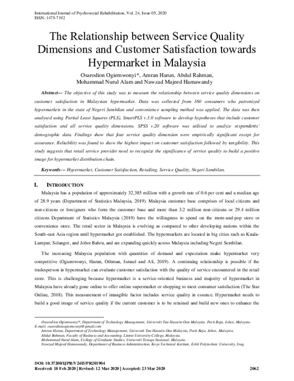 Pdf The Relationship Between Service Quality Dimensions And Customer