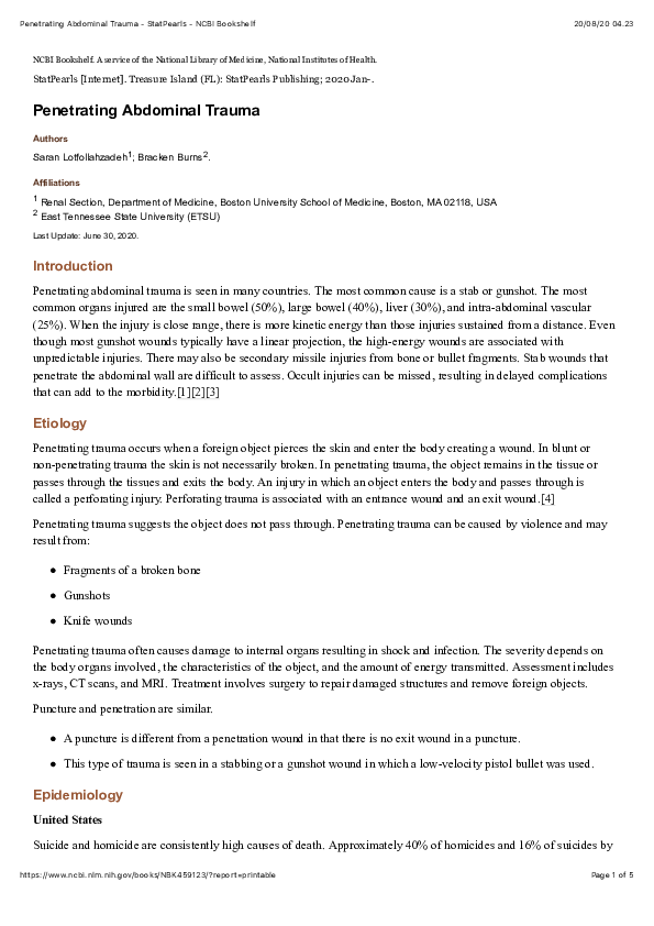 (PDF) Penetrating Abdominal Trauma