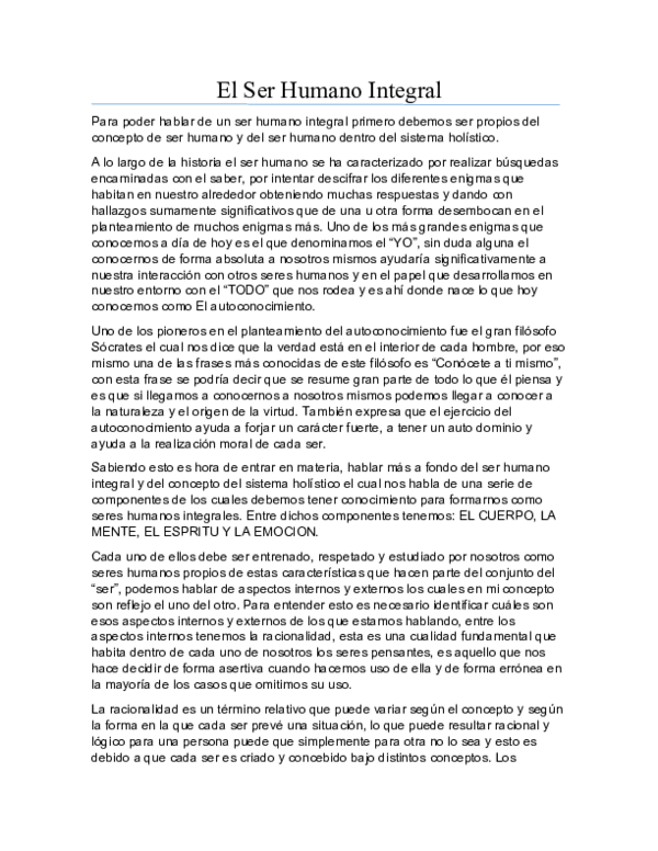 (DOC) El Ser Humano Integral