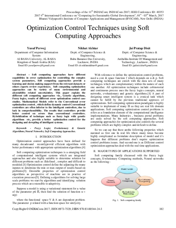 Pdf Optimization Control Techniques Using Soft Computing Approaches