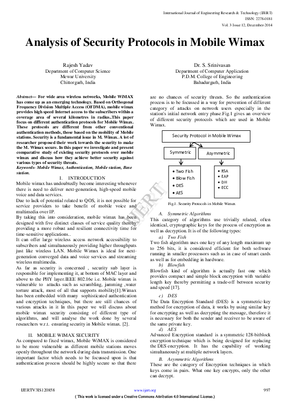 (PDF) IJERT-Analysis of Security Protocols in Mobile Wimax