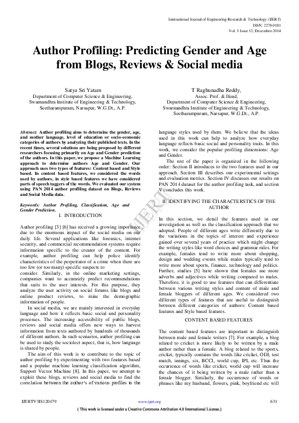 (PDF) IJERT-Author Profiling: Predicting Gender and Age from Blogs ...