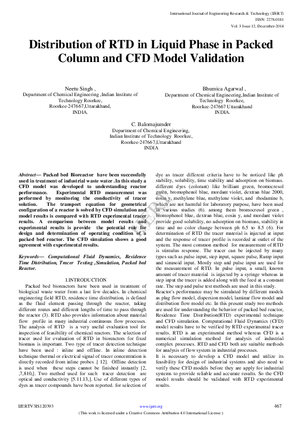 (PDF) IJERT-Distribution of RTD in Liquid Phase in Packed Column and ...