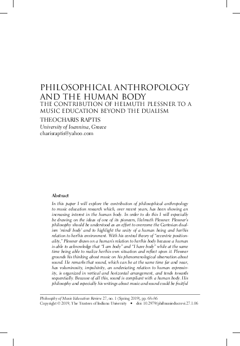 (PDF) Philosophical Anthropology and the Human Body. The contribution ...