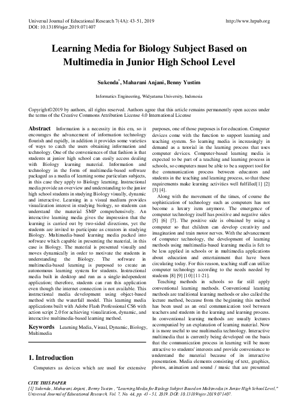 (PDF) Learning Media for Biology Subject Based on Multimedia in Junior ...