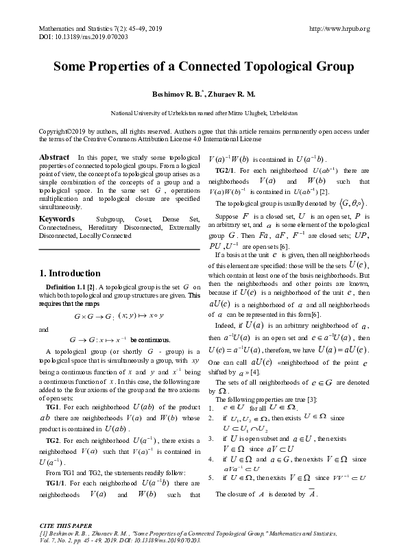(PDF) Quotient on some Generalizations of topological group | Ananda Priya and muneesh kumar AR ...