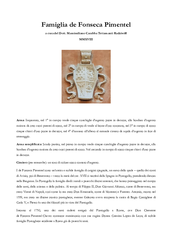 (PDF) Famiglia de Fonseca Pimentel