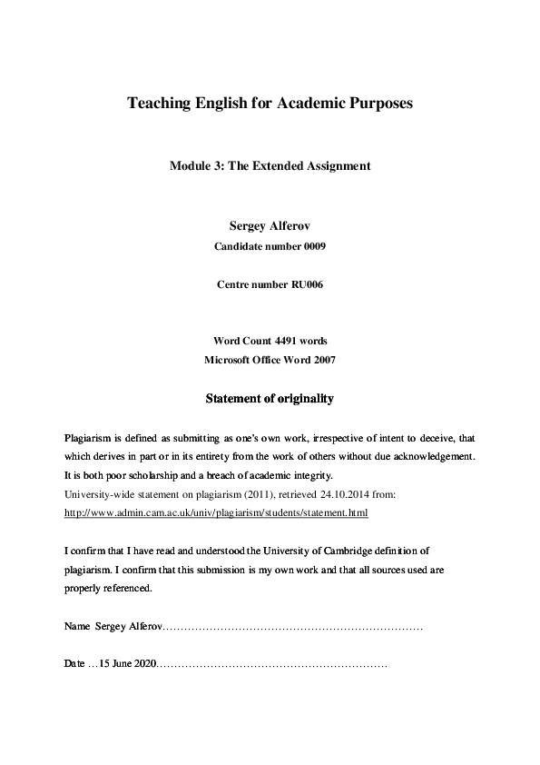 (PDF) Teaching English for Academic Purposes: Delta M3 The Extended Assignment