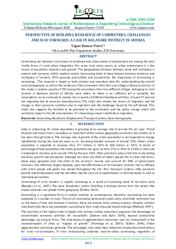 (PDF) Perspective of building resilience of commuters challenges and ...