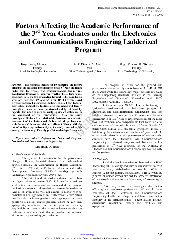 (PDF) IJERT-Factors Affecting the Academic Performance of the 3 rd Year ...