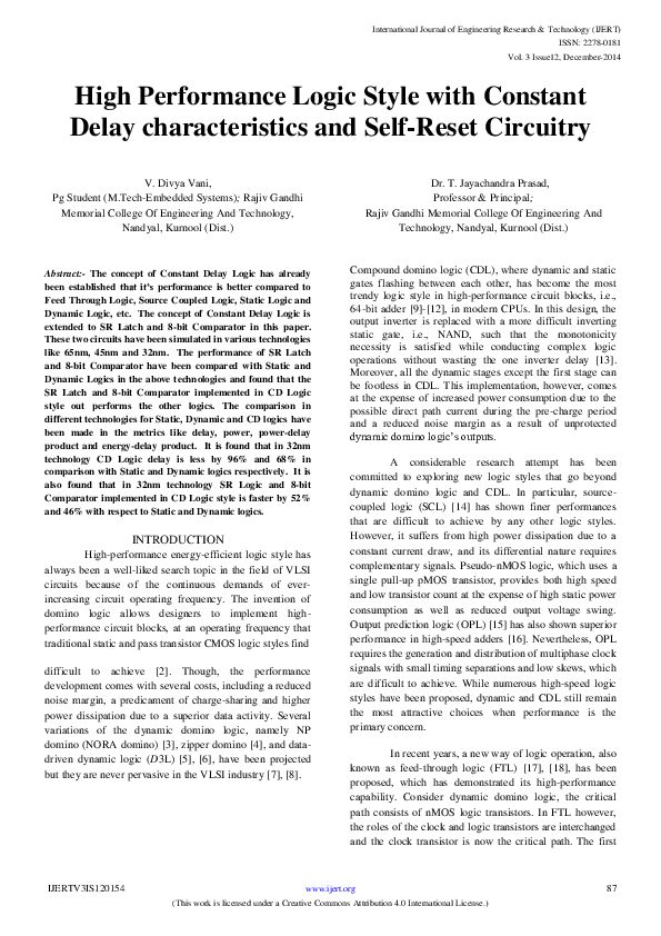 (PDF) High-Performance Constant Delay Logic for Circuits in 32nm