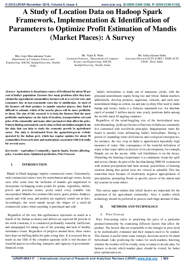 (PDF) A Study of Location Data on Hadoop Spark Framework ...