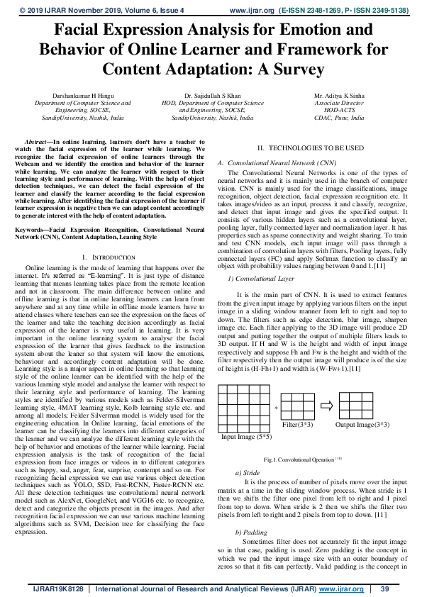 (PDF) Facial Expression Analysis for Emotion and Behavior of Online Learner and Framework for ...