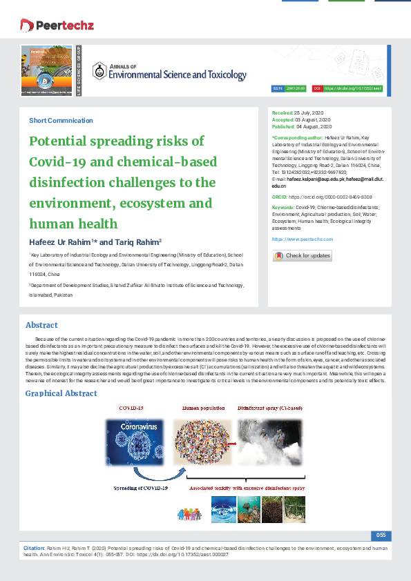 (PDF) Potential spreading risks of Covid-19 and chemical-based ...
