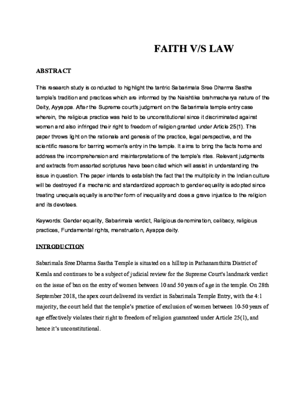(PDF) Faith vs law