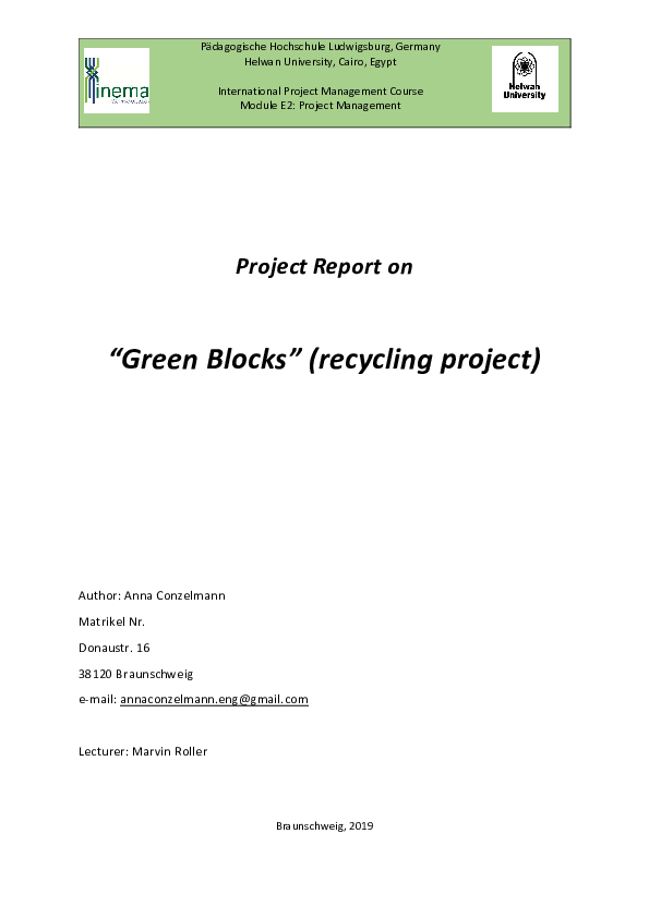 (PDF) Project Report "Green Blocks" (recycling project)
