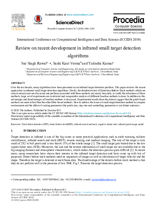 Pdf Sciencedirect Review On Recent Development In Infrared Small