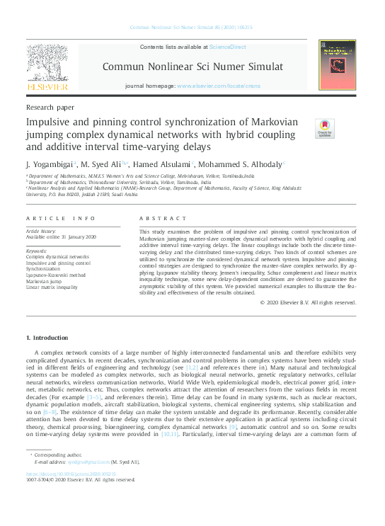 (PDF) Impulsive and pinning control synchronization of Markovian jumping complex dynamical ...