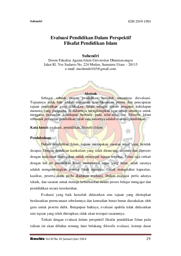 (PDF) EVALUASI PENDIDIKAN DAN PERSPEKTIF FILSAFAT PENDIDIKAN ISLAM