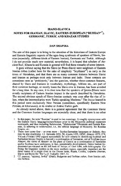 (PDF) Dan Shapira, “Irano-Slavica: Notes for Iranian, Slavic, Eastern ...