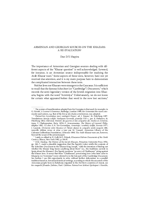 (PDF) Dan Shapira, “Armenian and Georgian Sources on the Khazars: A Re ...