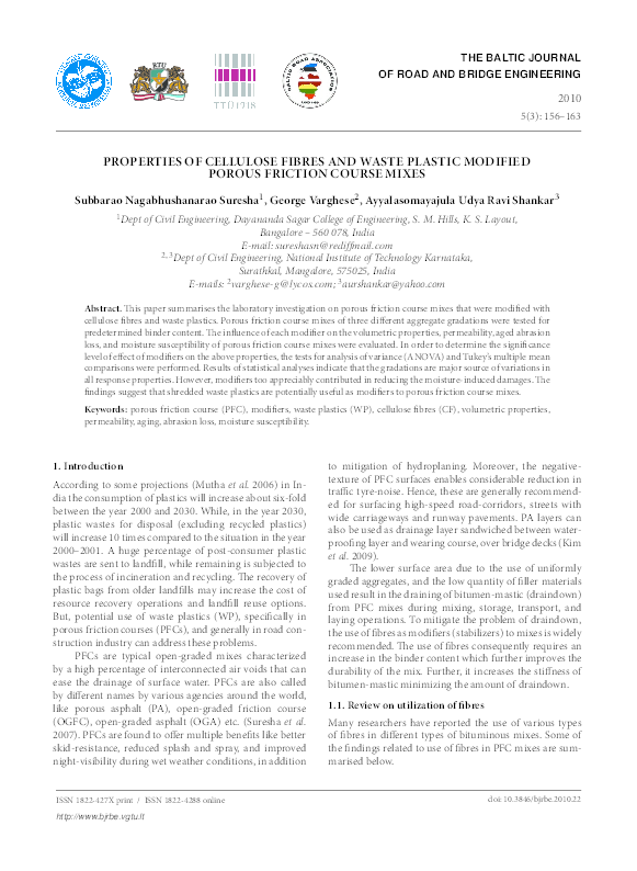 (PDF) PROPERTIES OF CELLULOSE FIBRES AND WASTE PLASTIC MODIFIED POROUS ...