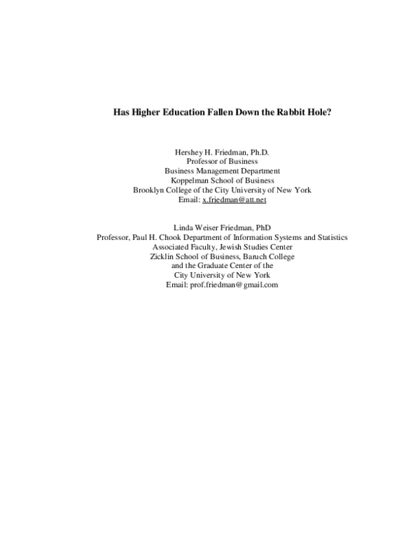(PDF) Has Higher Education Fallen Down the Rabbit Hole?