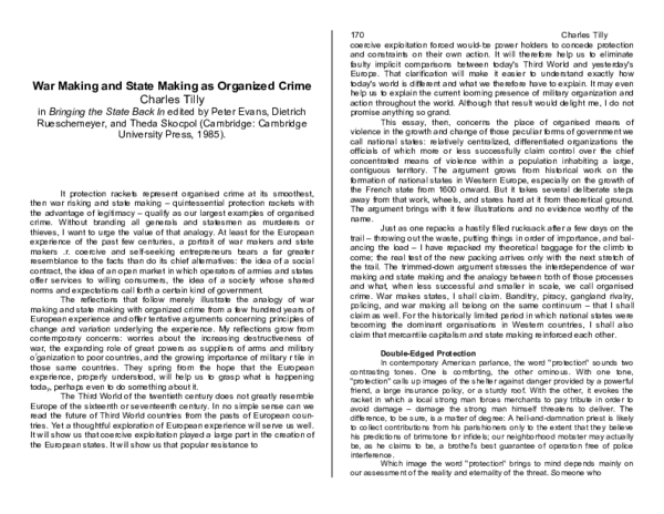 (PDF) Charles Tilly: War Making and State Making as Organized Crime