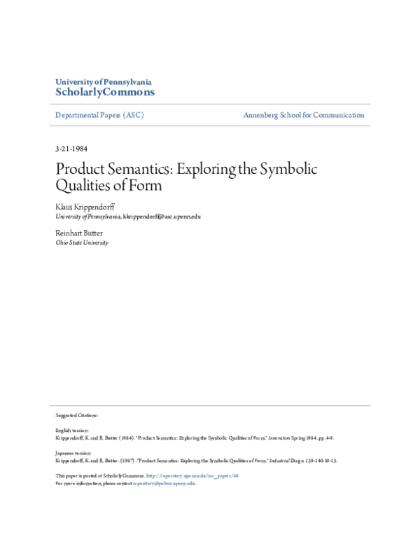 (PDF) Product semantics: exploring the symbolic qualities of form