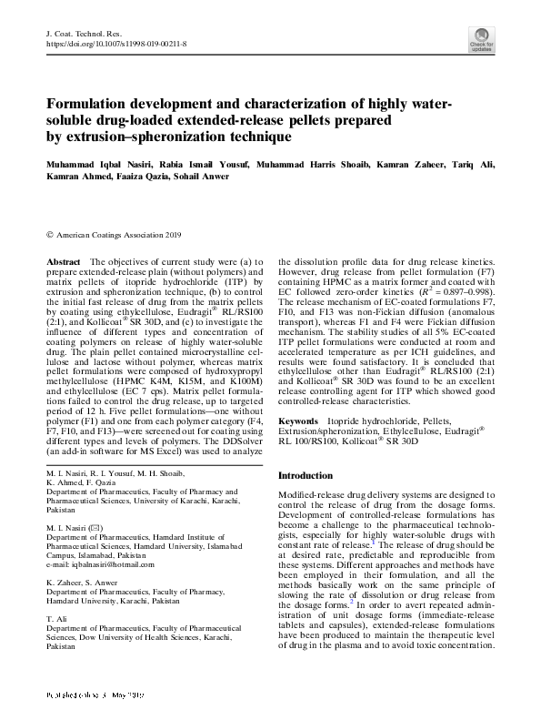 (PDF) Formulation development and characterization of highly water ...