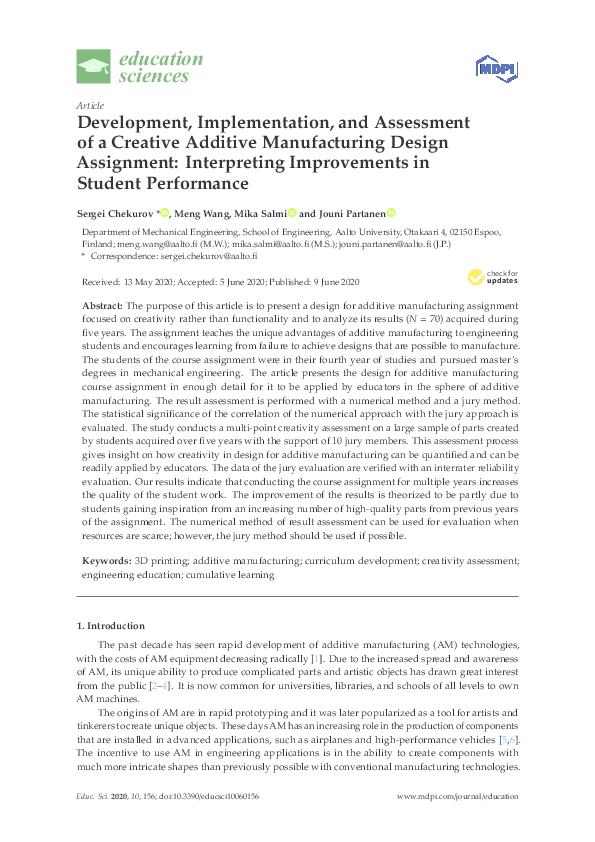 (PDF) Development, Implementation, and Assessment of a Creative ...