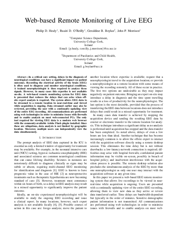 (PDF) Web-based Remote Monitoring of Live EEG