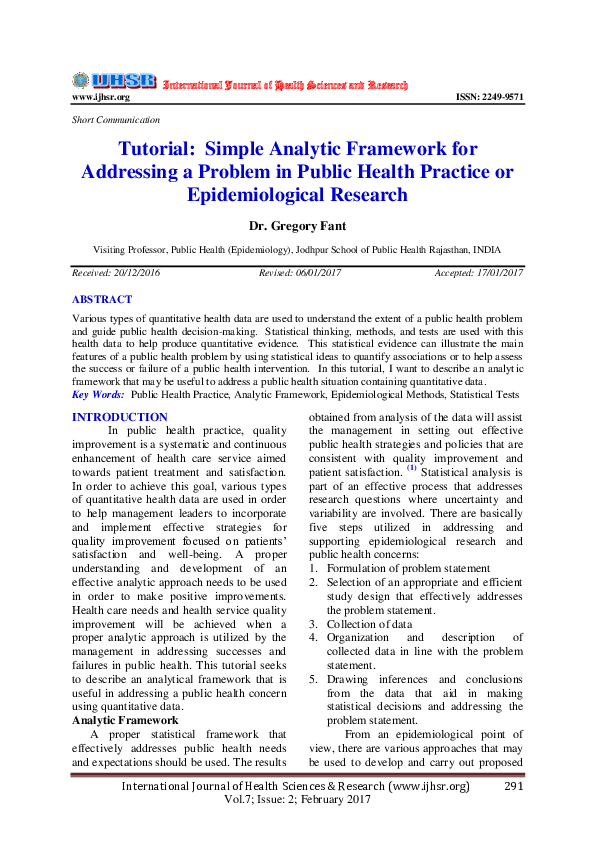 (PDF) Tutorial: Simple Analytic Framework for Addressing a Problem in ...